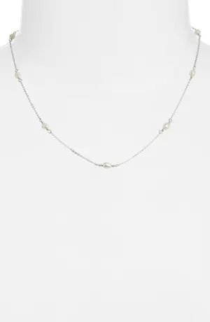 SET & STONES Madeline Freshwater Pearl Station Necklace - Silver