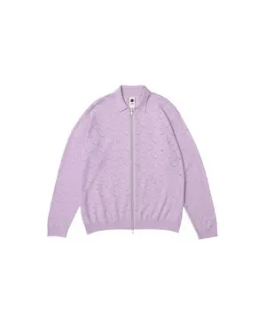 VOWELS Eyelet Knitted Zip-up - Lavender