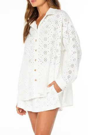 Roxy Eyelet Embroidered Button-up Shirt
