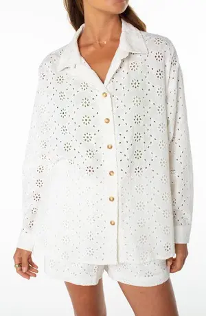 Roxy Eyelet Embroidered Button-up Shirt