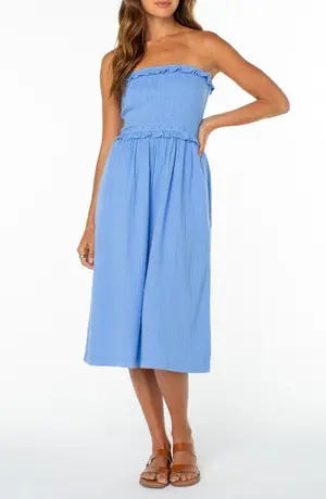 Roxy Avalon Strapless Midi Dress - Cornflower