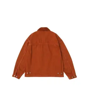 VOWELS Cord Collared Zip-up Denim Jacket - Persimmon