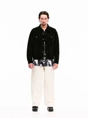 VOWELS Suede Trucker Jacket - Black