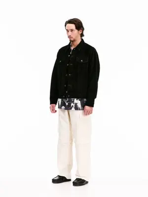 VOWELS Suede Trucker Jacket - Black