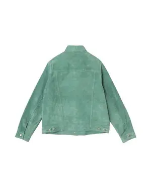 VOWELS Suede Trucker Jacket - Damp Green