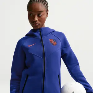 Nike Usmnt Tech Fleece Windrunner Soccer Full-zip Hoodie - Blue