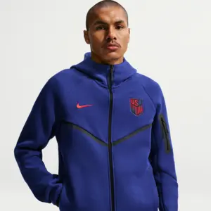 Nike Usmnt Tech Fleece Windrunner Soccer Full-zip Hoodie - Blue
