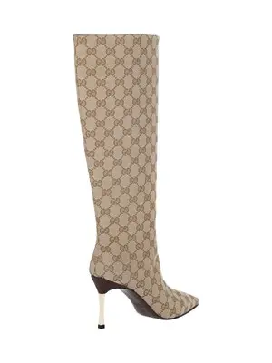 Gucci Gg Supreme Fabric Boots - Beige