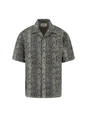 Carhartt Work In Progress Shirt Buttons "snake Camo - Green