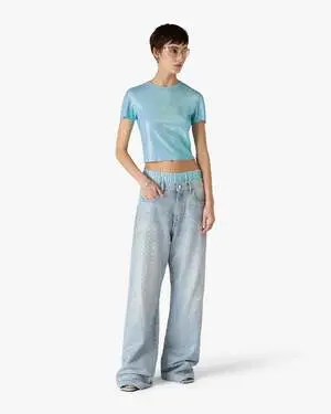 Casablanca Light Wash Hotfix Baggy Jeans - Multicolor