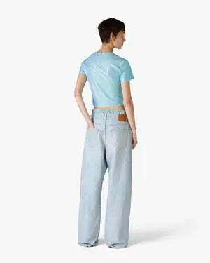 Casablanca Light Wash Hotfix Baggy Jeans - Multicolor