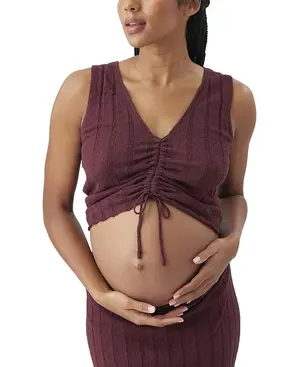 RIPE MATERNITY Charli Rib Knit Top - Maroon