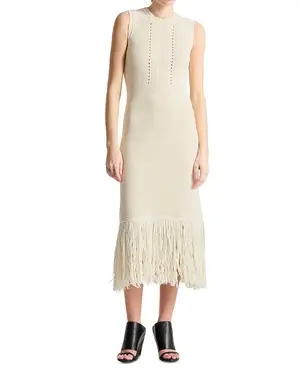 SAINT ART Jovie Fringe Knit Dress - Ivory