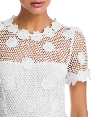 Aqua Embroidered Mesh Mini Dress