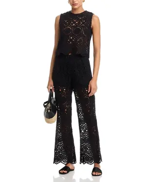 Aqua Crochet Tank Top - Black