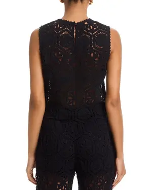 Aqua Crochet Tank Top - Black