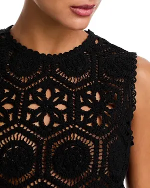 Aqua Crochet Tank Top - Black