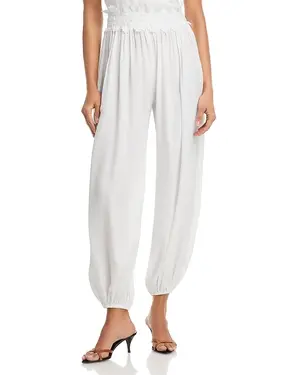 Aqua Crochet Waist Balloon Pants - White