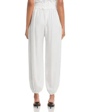 Aqua Crochet Waist Balloon Pants - White