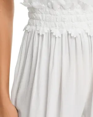 Aqua Crochet Waist Balloon Pants - White