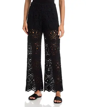 Aqua Crochet Wide Leg Pants - Black