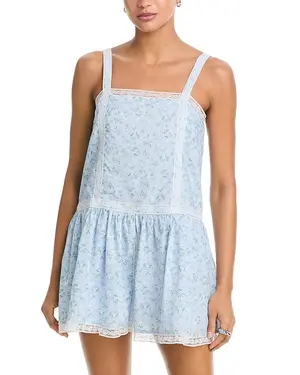 Aqua Ditsy Floral Mini Dress - Blue Multi