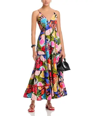 Aqua Floral Ric Rac Maxi Dress