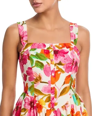 Aqua Floral Drop Waist Mini Dress
