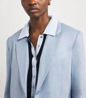 Claudie Pierlot Linen-cotton Straight Blazer - Blue