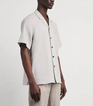 Corneliani Linen-wool Short-sleeve Shirt