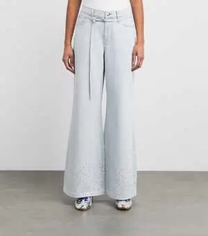 Maje Embellished Wide-leg Jeans