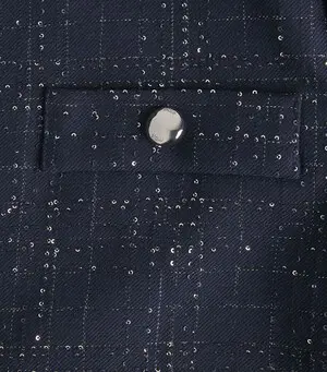 Maje Sequinned Tweed Cropped Jacket - Blue