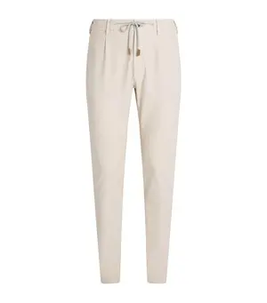 Eleventy Cotton-blend Drawstring Trousers - Beige