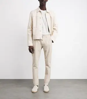 Eleventy Cotton-blend Drawstring Trousers - Beige