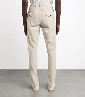 Eleventy Cotton-blend Drawstring Trousers - Beige