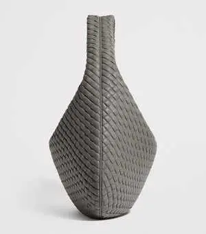 Bottega Veneta Maxi Intrecciato Leather Veneta Shoulder Bag - Grey