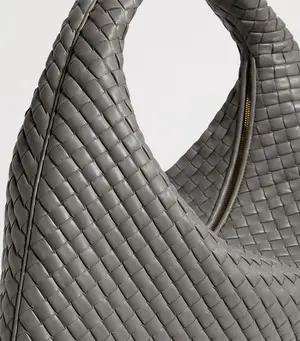 Bottega Veneta Maxi Intrecciato Leather Veneta Shoulder Bag - Grey