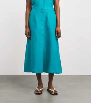 ERES Linen Amusante Midi Skirt - Blue