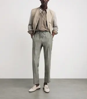 Corneliani Linen Drawstring Trousers - Green