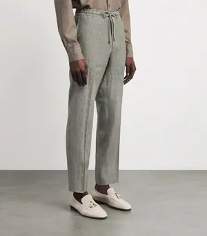 Corneliani Linen Drawstring Trousers - Green