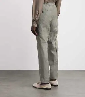 Corneliani Linen Drawstring Trousers - Green