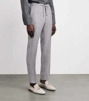 Corneliani Linen Drawstring Trousers - Grey