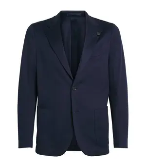 LARDINI Cotton Single-breasted Blazer - Navy