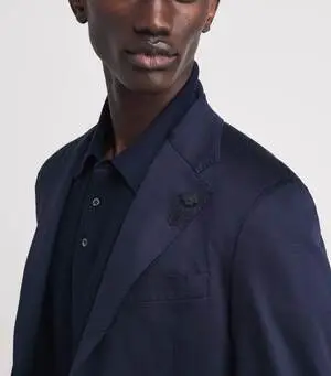 LARDINI Cotton Single-breasted Blazer - Navy