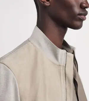 Corneliani Stretch-silk Suede-front Bomber Jacket