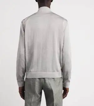 Corneliani Stretch-silk Suede-front Bomber Jacket