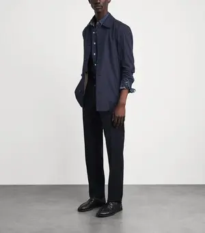 Corneliani Virgin Wool-blend Overshirt - Navy