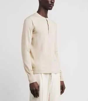 Simkhai Silk-blend Dolton Henley T-shirt - Beige