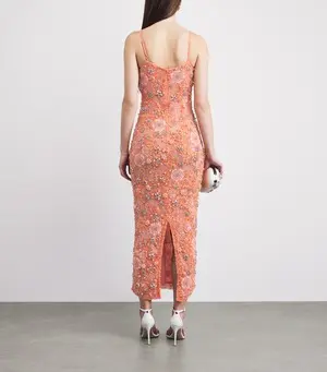 Rachel Gilbert Embellished Francesca Flower Midi Dress - Pink
