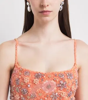 Rachel Gilbert Embellished Francesca Flower Midi Dress - Pink